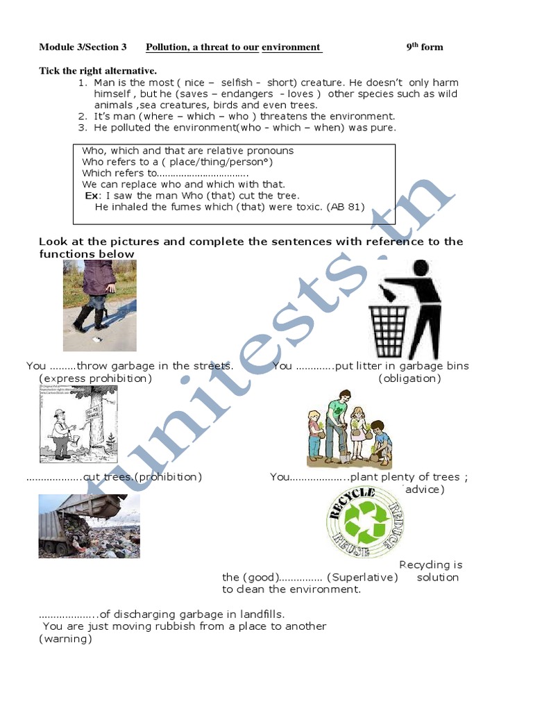 Cours - 9eme - Annee - de - Base-Anglais-Pollution A Threat To Our Environment | PDF | Pollution ...