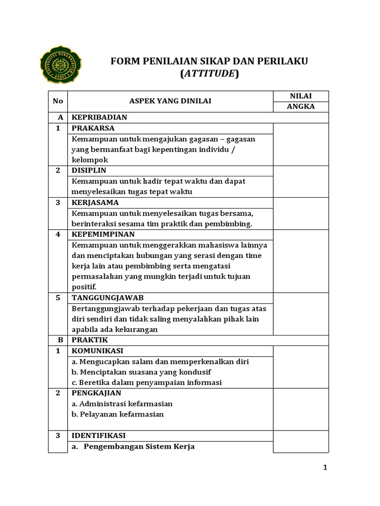 Form Penilaian Pkpa Apotek Pdf