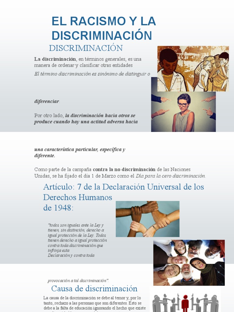 Racismo y Discriminación: Causas y Tipos | PDF | Discriminación ...
