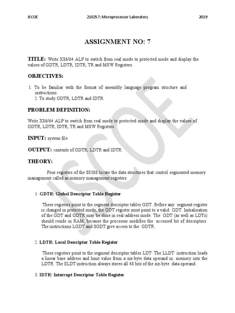 MPL Assignment-7 Protected Mode | PDF | Office Equipment | Computing