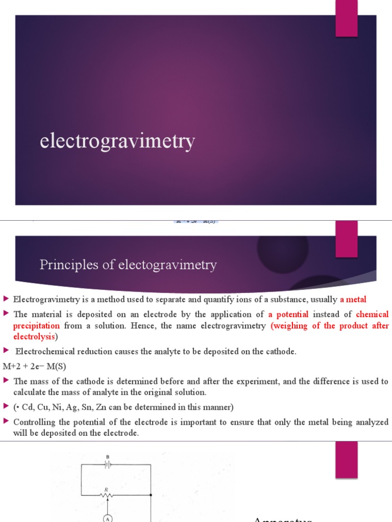 Electro Gravimetry | PDF | Electrochemistry | Electrode