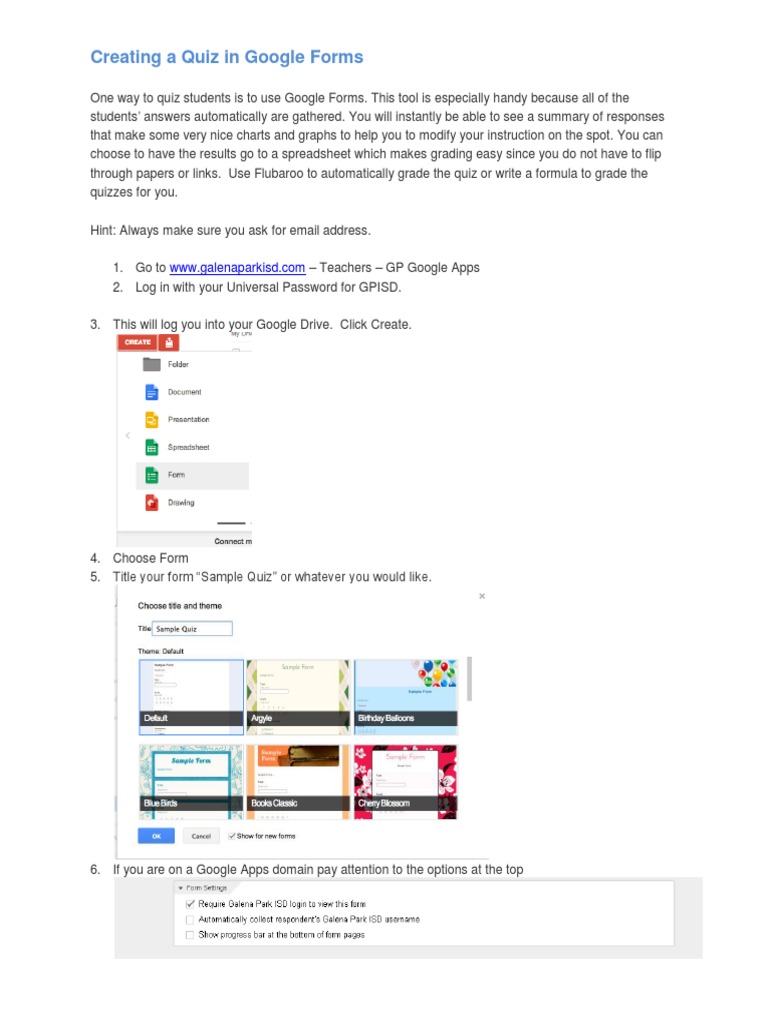 Creating Google Quiz | PDF | Multiple Choice | Spreadsheet Creating Google Quiz | PDF | Multiple Choice | Spreadsheet