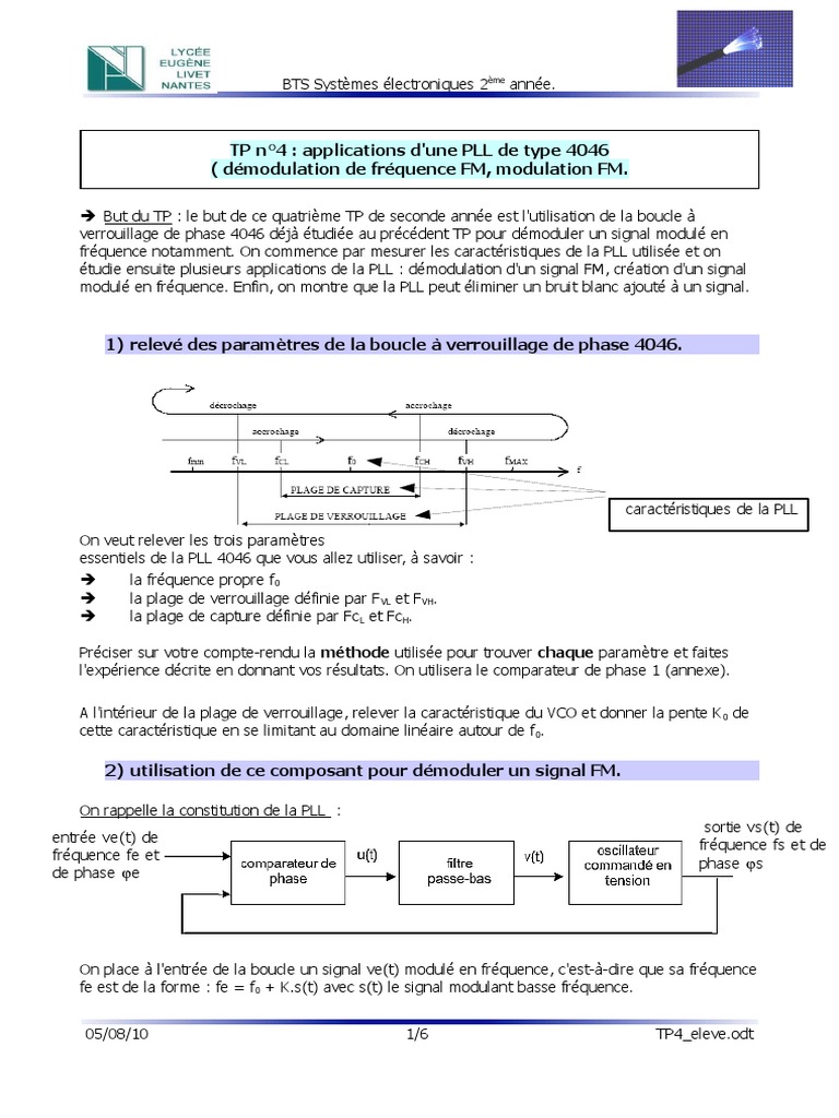Applications de la PLL 4046 en FM | PDF | Modulation de fréquence ...