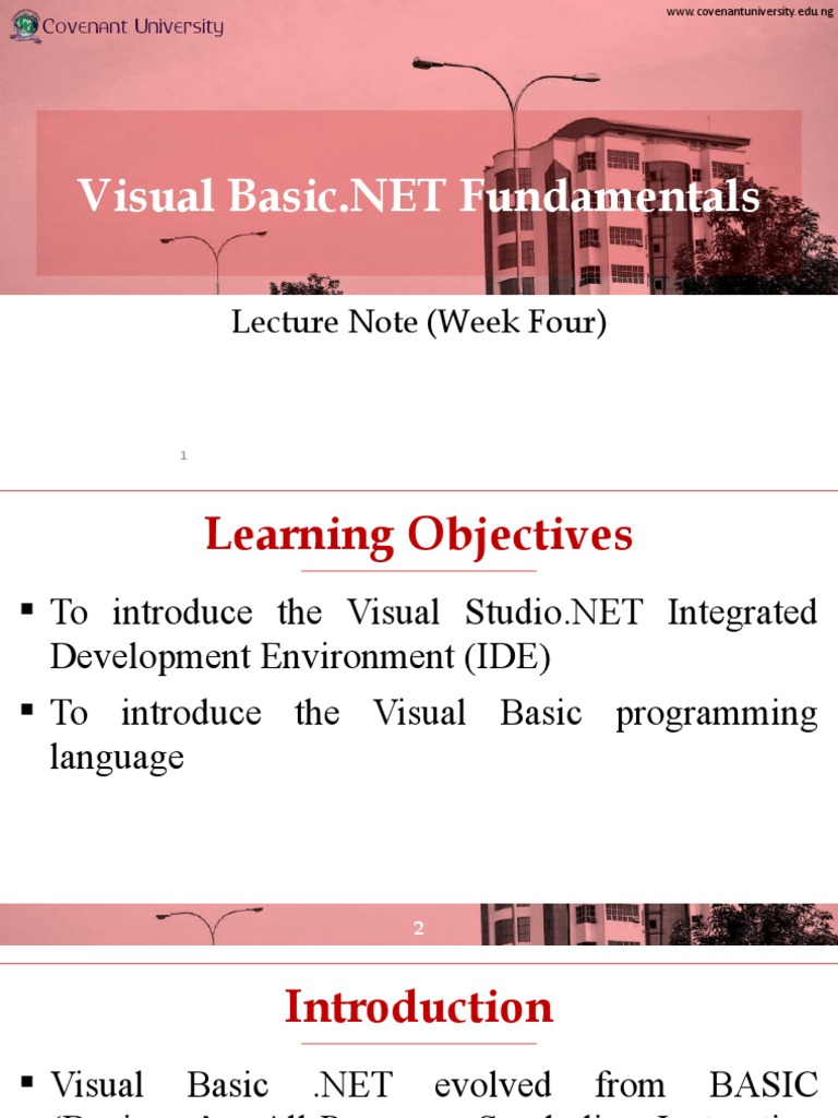 (Week 4) Lecture Note | PDF | Microsoft Visual Studio | Basic