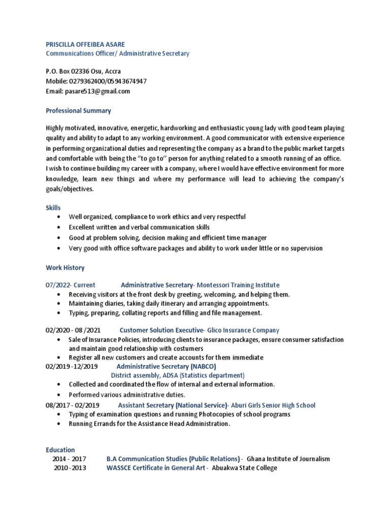 Resume (Asare) | PDF