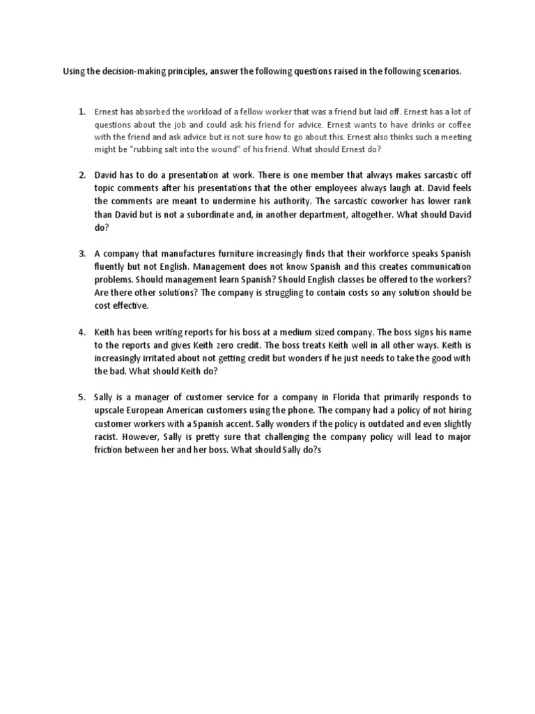 Decision-Making Scenarios | PDF