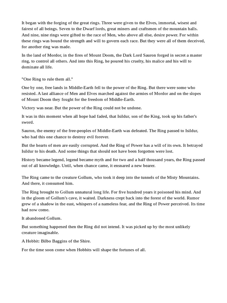 Script Lord of The Rings | PDF