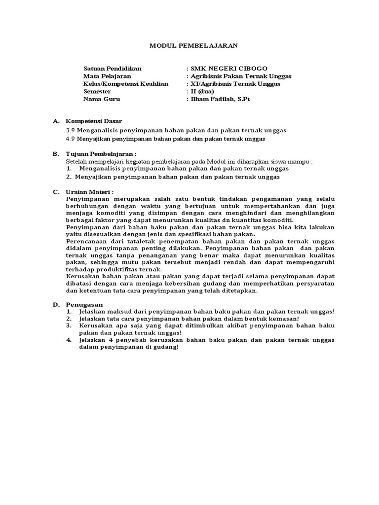 Modul Agribisnis Pakan Ternak Unggas 5 | PDF