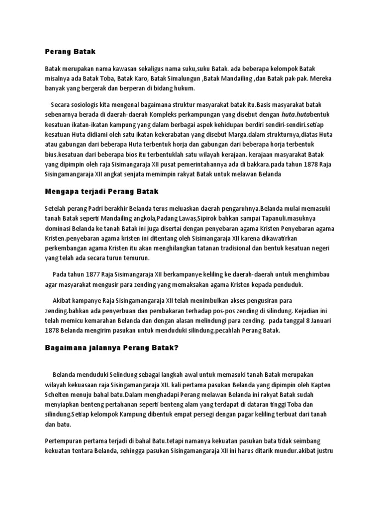 Perang Batak | PDF | Sejarah