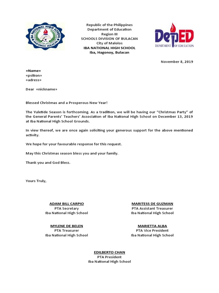 Christmas Solicitation Letter | PDF