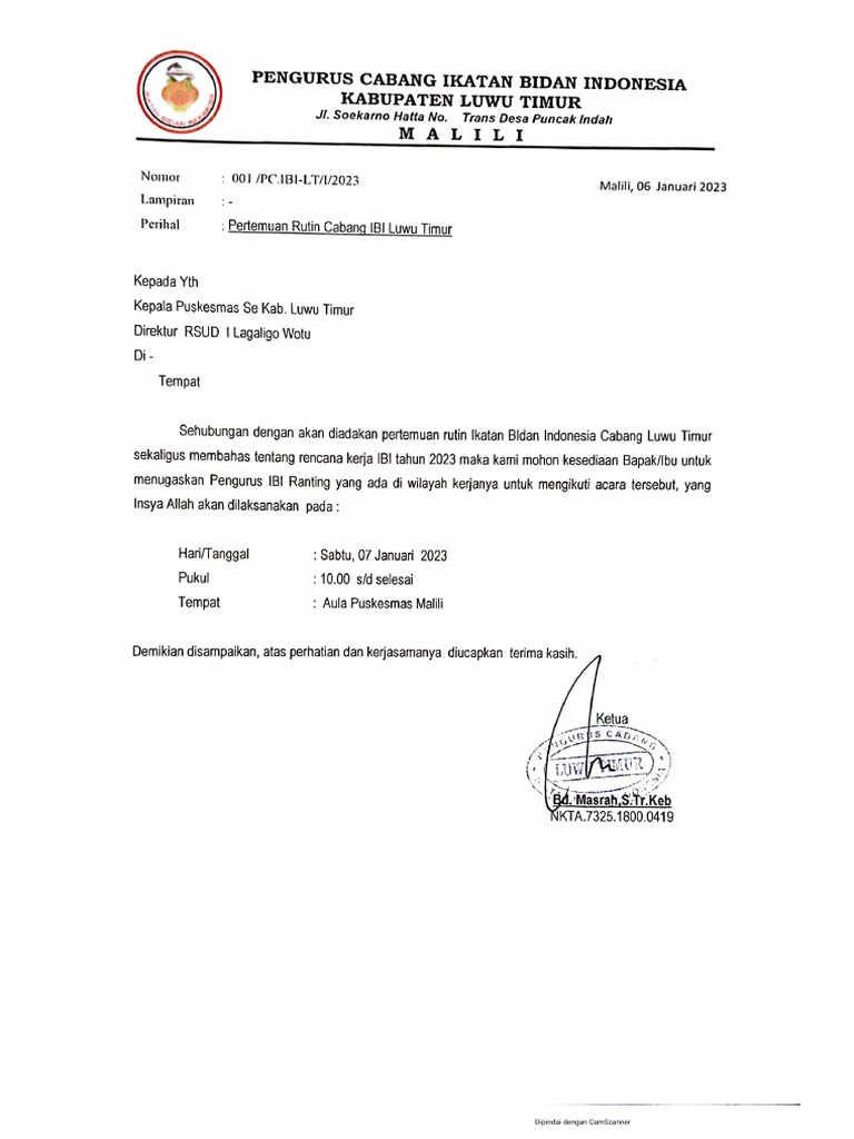 Surat Pertemuan IBI | PDF