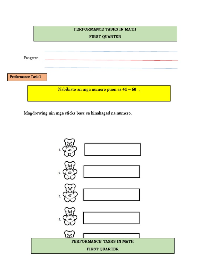 Performance Task in Math 1 First Quarter | PDF