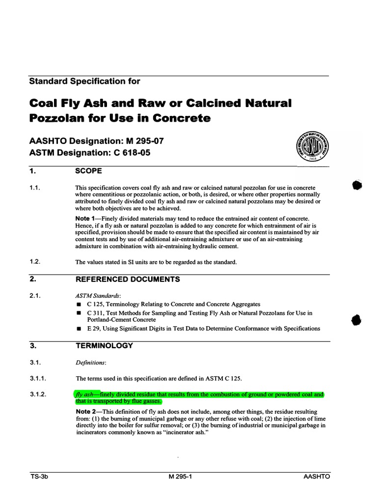 Aashto M 295 | PDF | Concrete | Fly Ash