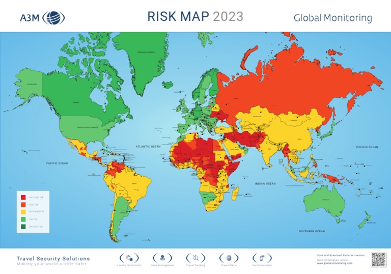 A Risk Map of Northern Europe and North America Highlighting Major ...
