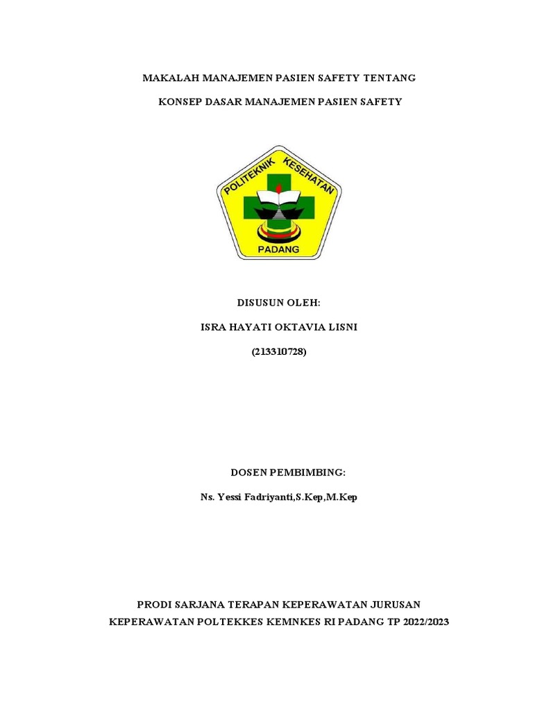 Makalah Manajemen Patien Safety Tentang Konsep Dasar Patient Safety ... Makalah Manajemen Patien Safety Tentang Konsep Dasar Patient Safety ...