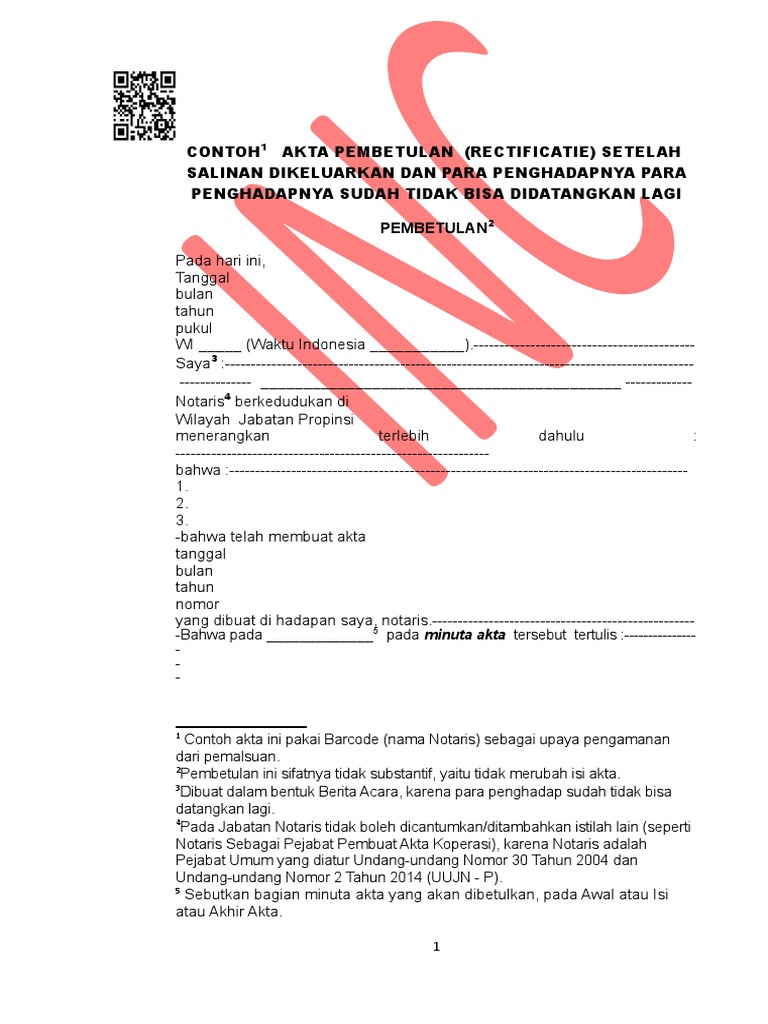 Contoh 2 Akta Rektifikasi | PDF