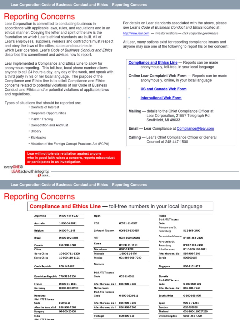 Reporting Concerns - Outside Company | PDF | Regulatory Compliance | Business