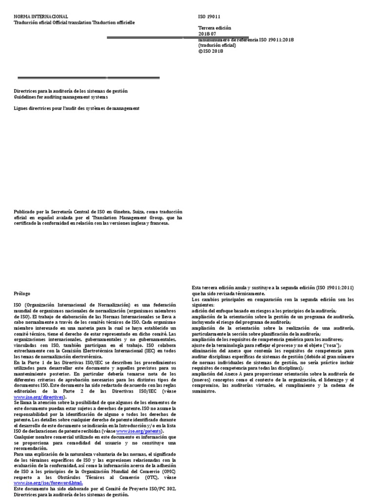 Norma ISO 19011 | PDF | Auditoría | Organización internacional para la ...
