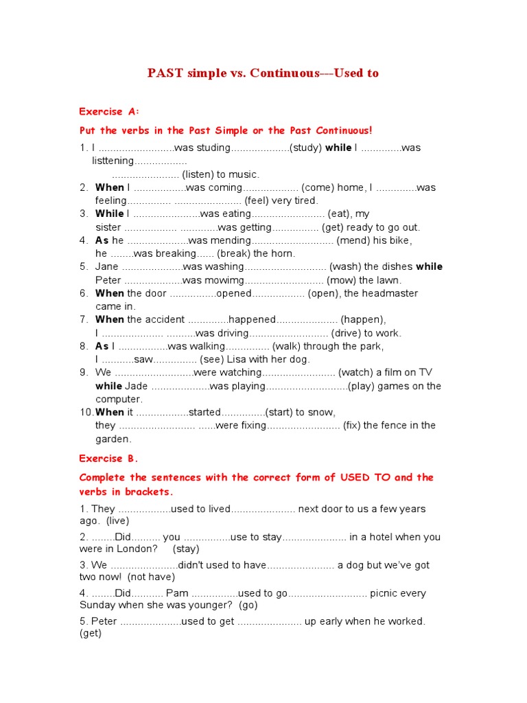 Past Simple Past Continuous and Used To Fun Activities Games 20641 ...