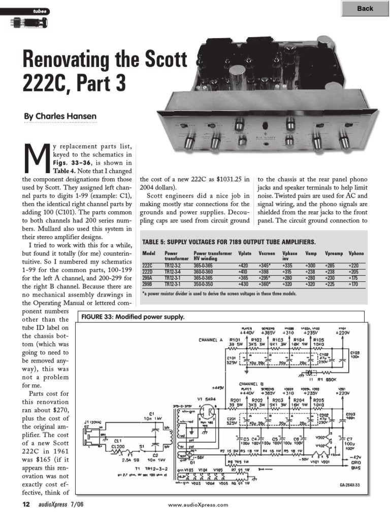 Renovating The Scott 222C, Part 3 | PDF | Vacuum Tube | Amplifier