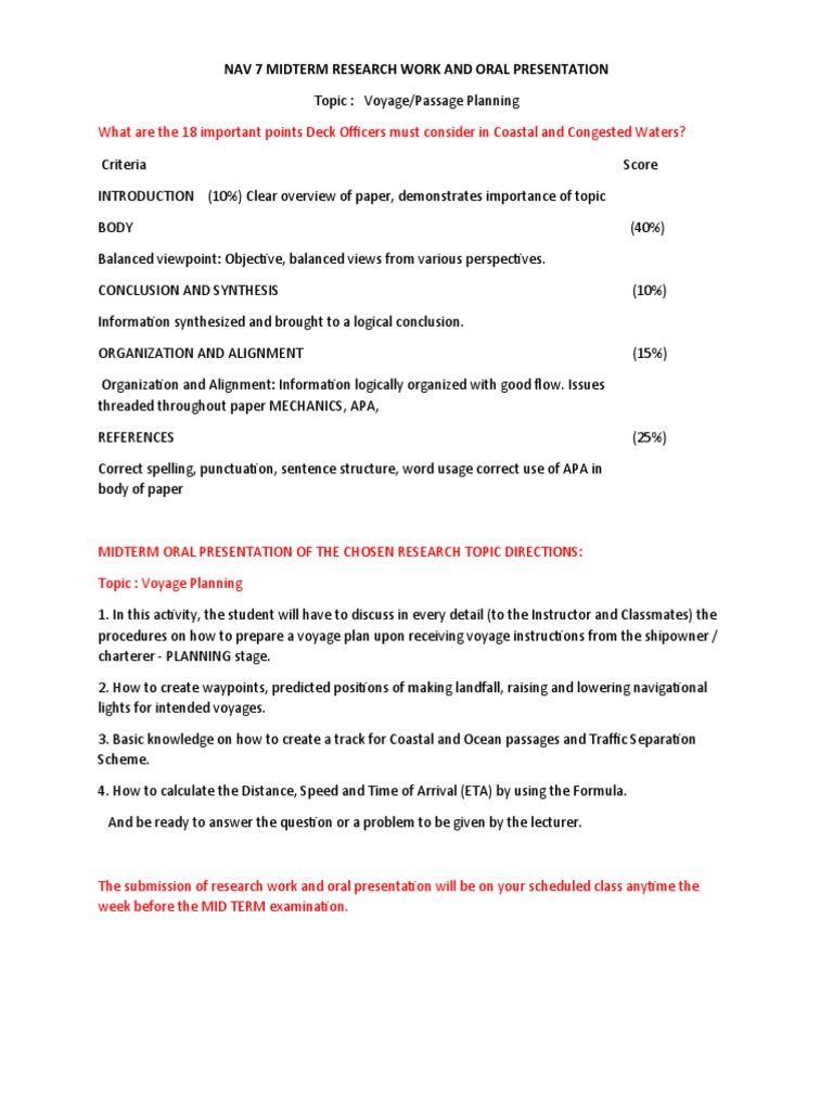 Nav 7 Midterm Research Work and Oral Presentation | PDF