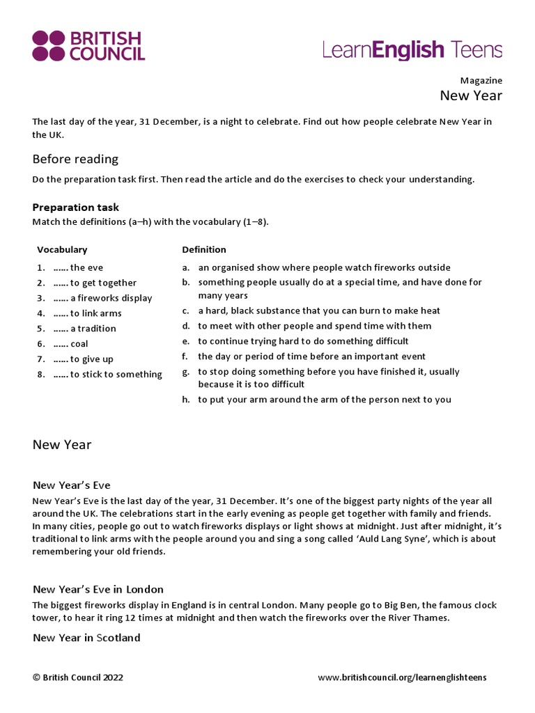 LearnEnglish Teens Magazine Zone New Year | PDF | Seasonal Traditions