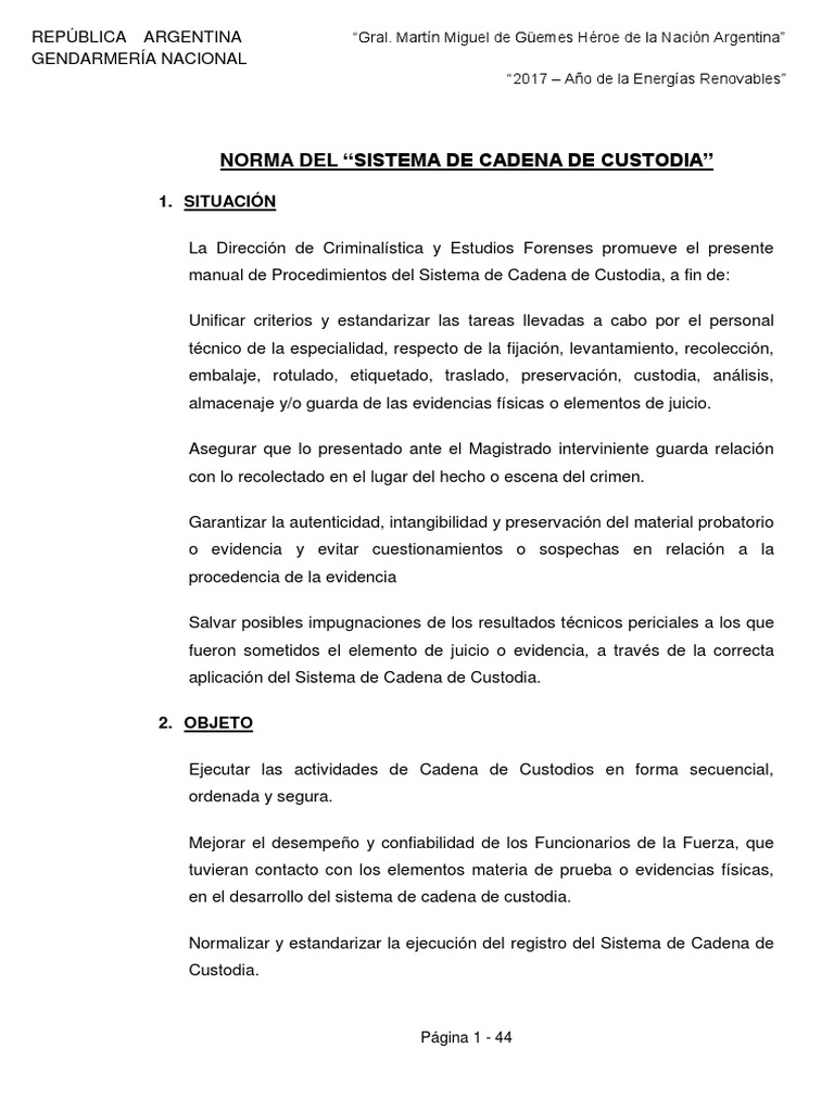 Cadena de Custodia | PDF | Ciencia forense | Policía