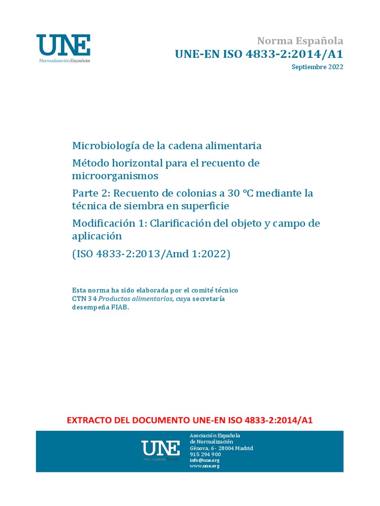 (Ex) Une-En Iso 4833-2 2014 (A1 2022 | PDF | Alimentos | Organización ...