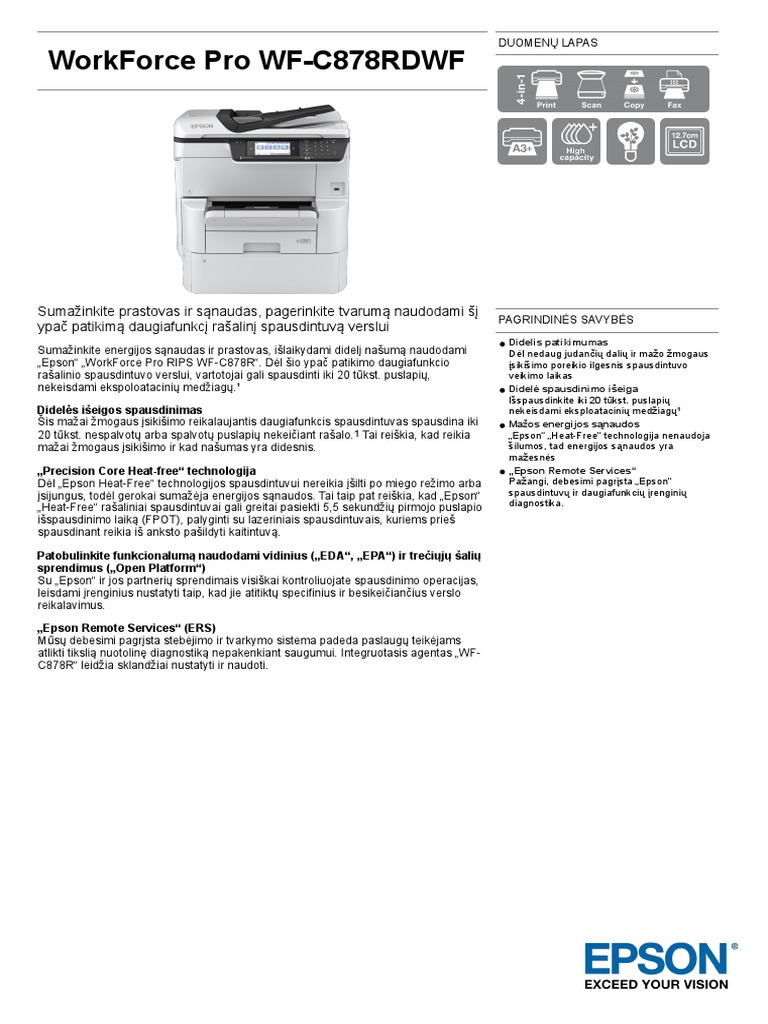 Workforce Pro WF c878rdwf Datasheet | PDF