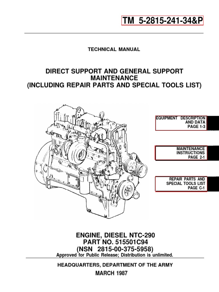 Cummins NTC 290 Diesel Engine Official Workshop Service Repair Manual ...