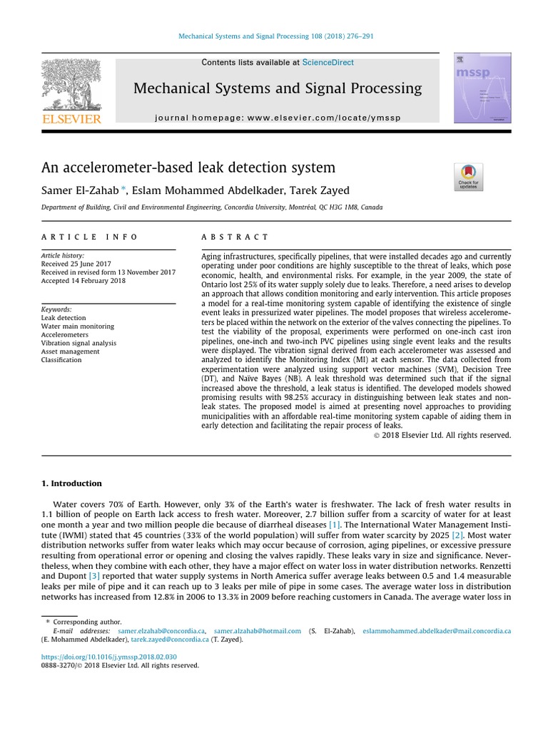 An Accelerometer - Based Leak Detection System | PDF | Statistical ...