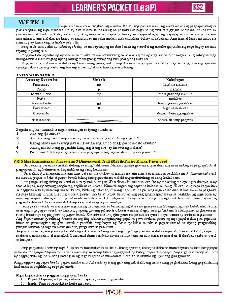 Week 1-Mapeh-Notes | PDF