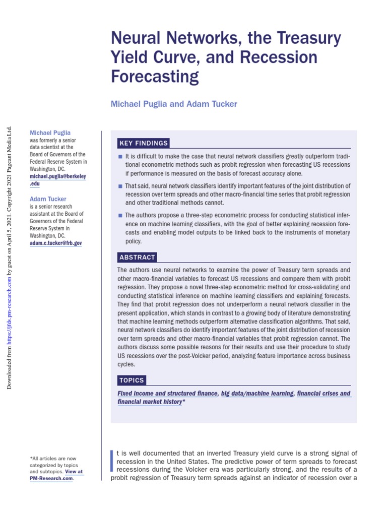 Puglio and Tucker (2021) Neural Networks and Recession Forecasting ... Puglio and Tucker (2021) Neural Networks and Recession Forecasting ...