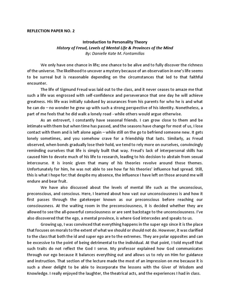 Reflection On Freud's Theory - Theories of Personality | PDF | Id ...