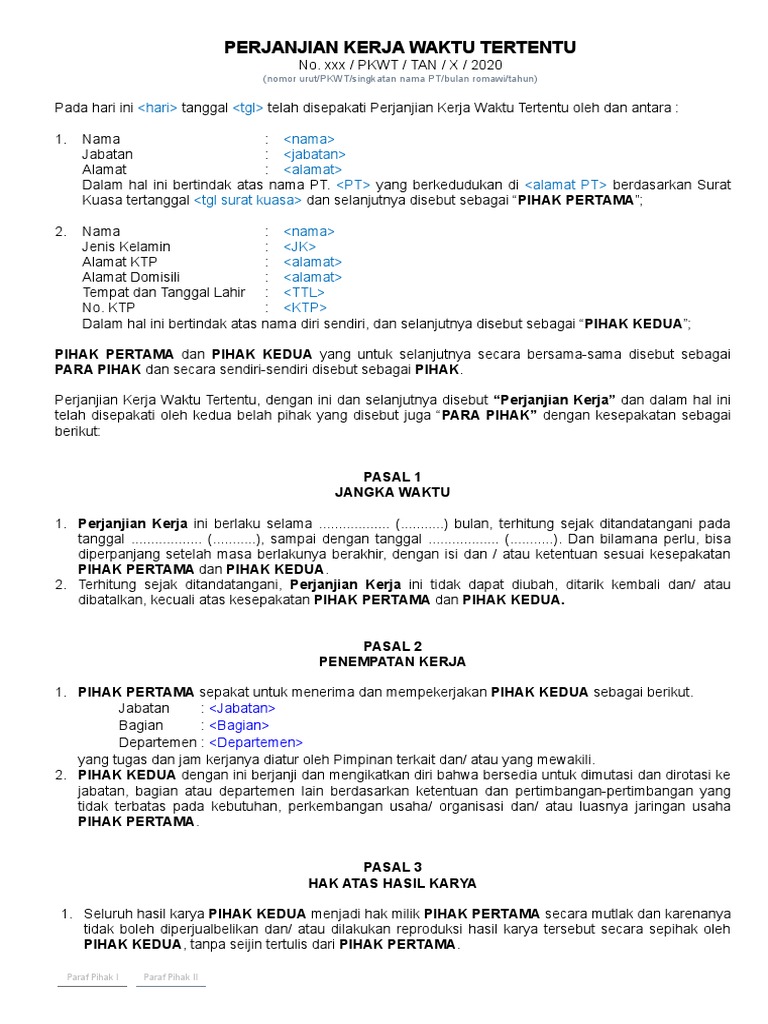 Templates PKWT | PDF