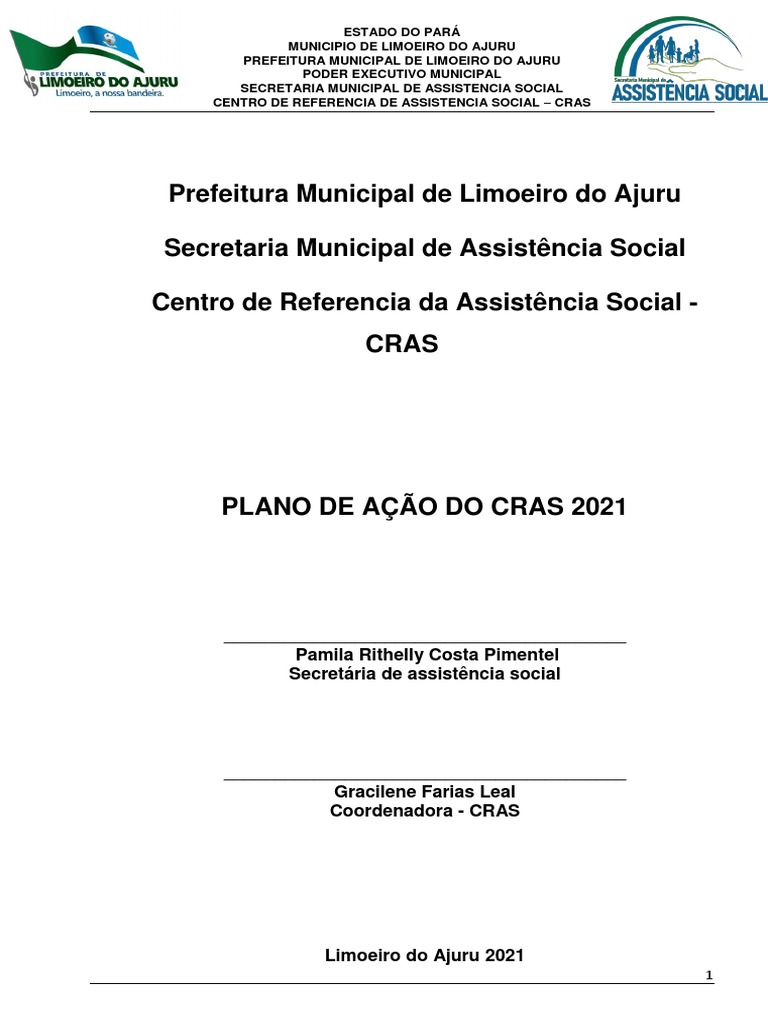 Plano de Ação 2021 - Cras | PDF | Trabalho social | Família