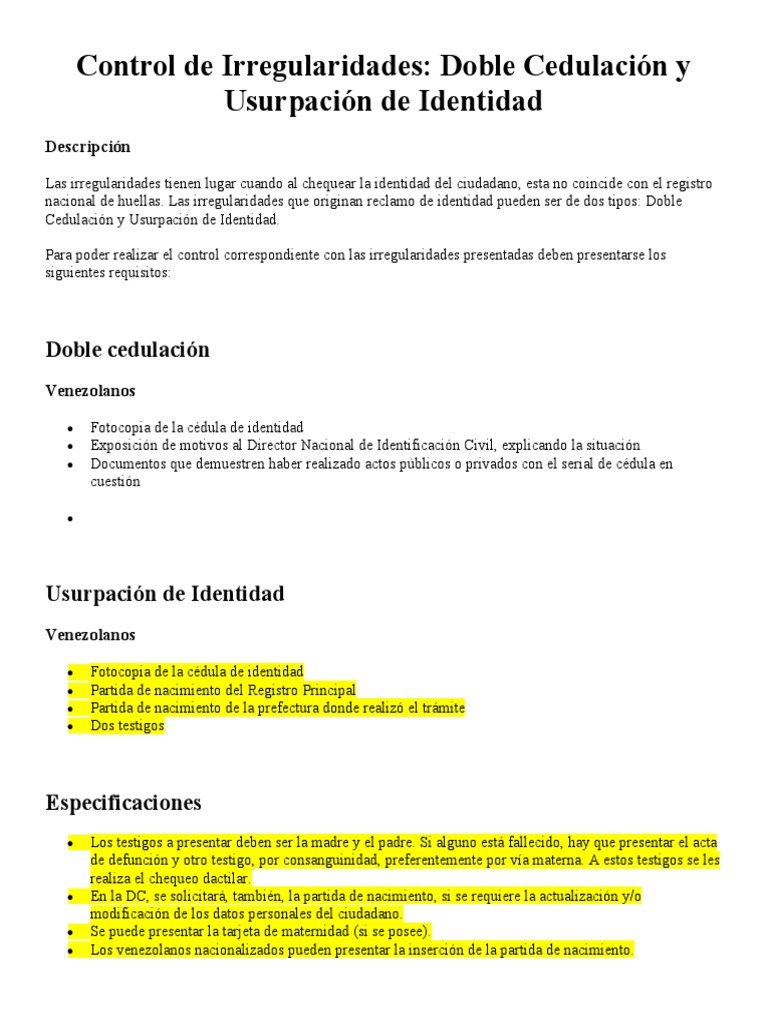 Control de Irregularidades SAIME | PDF | Política | Derecho