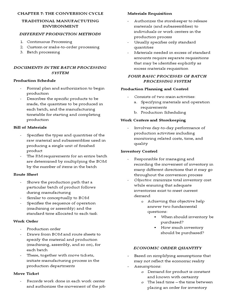 CHAPTER 7 - The Conversion Cycle | PDF | Lean Manufacturing | Inventory
