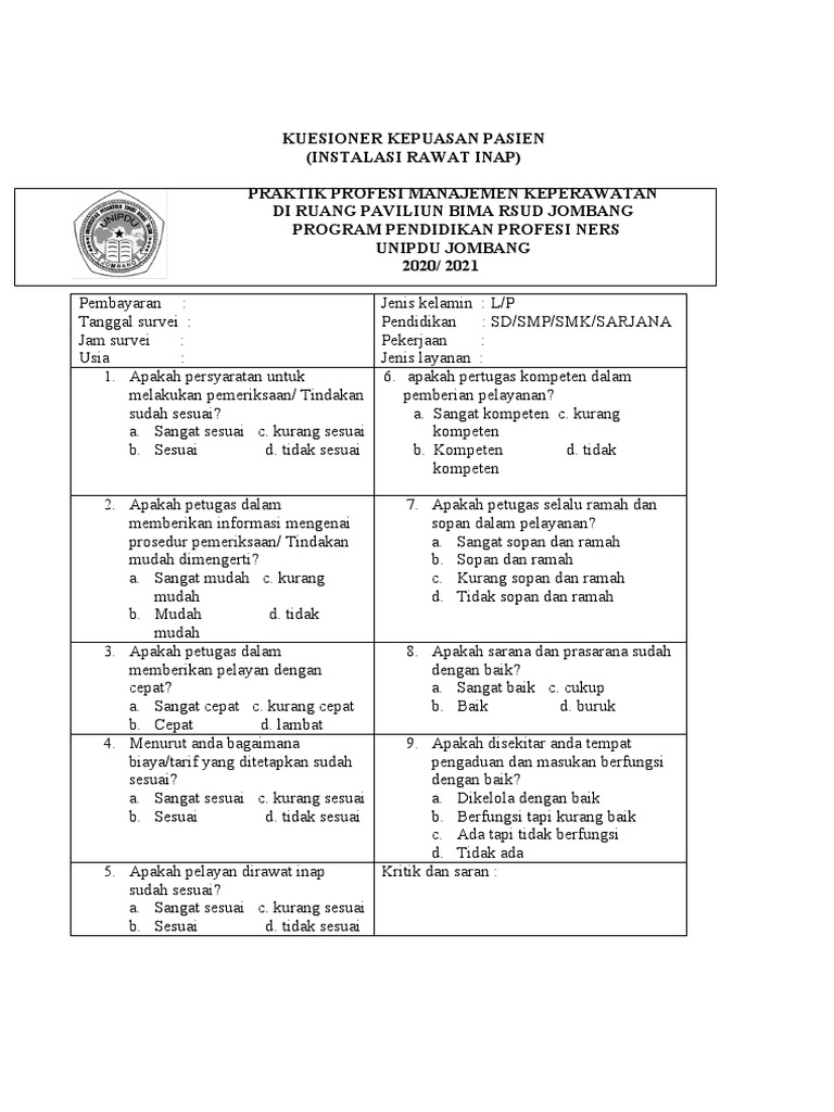 Contoh Kuesioner | PDF