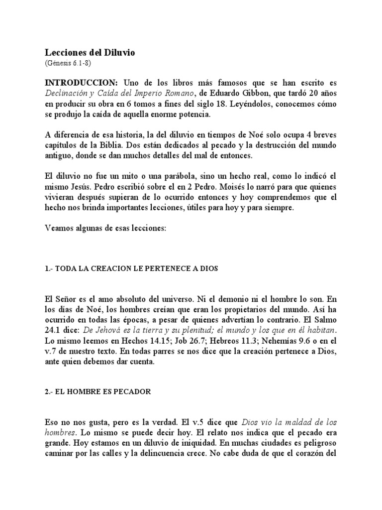 Lecciones Del Diluvio | PDF | Noé | Mito de la inundación