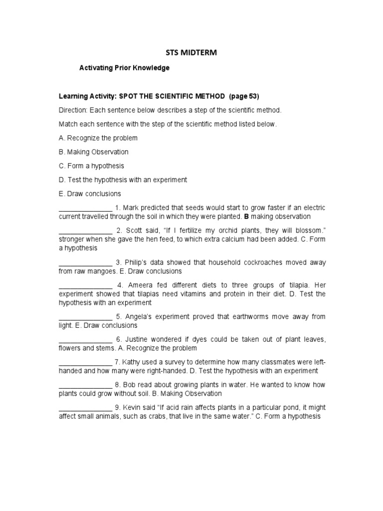 STS Midterm | PDF | Hypothesis | Scientific Method