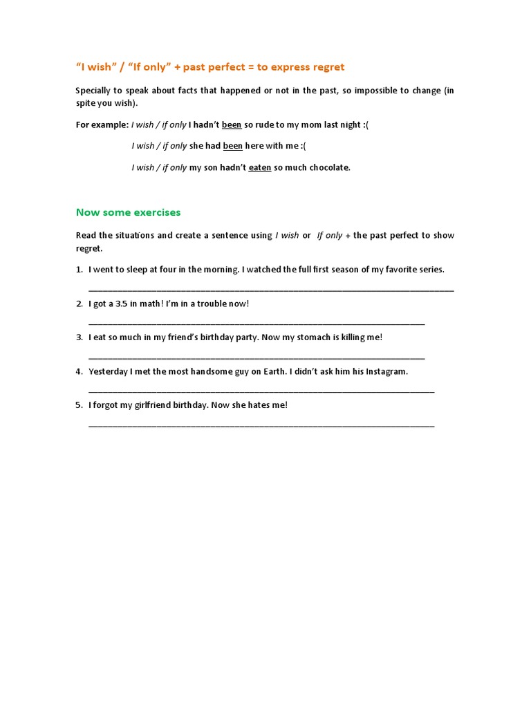 I Wish-If Only To Express Regret | PDF I Wish-If Only To Express Regret | PDF