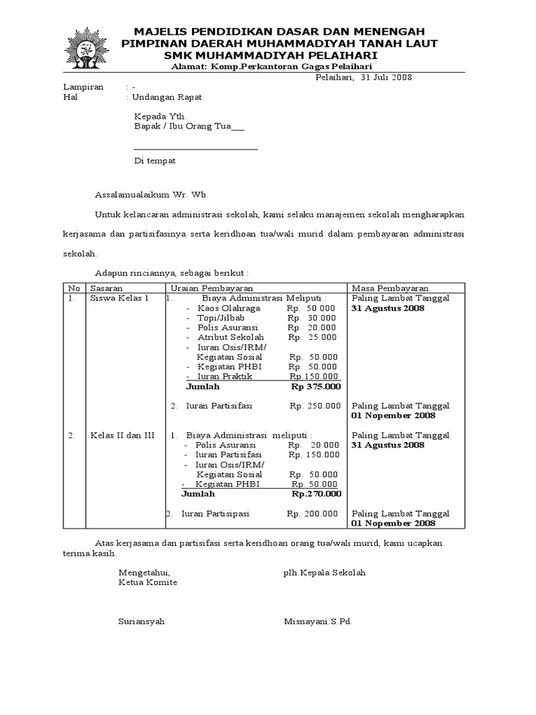 Surat Pemberitahuan Pembayaran | PDF