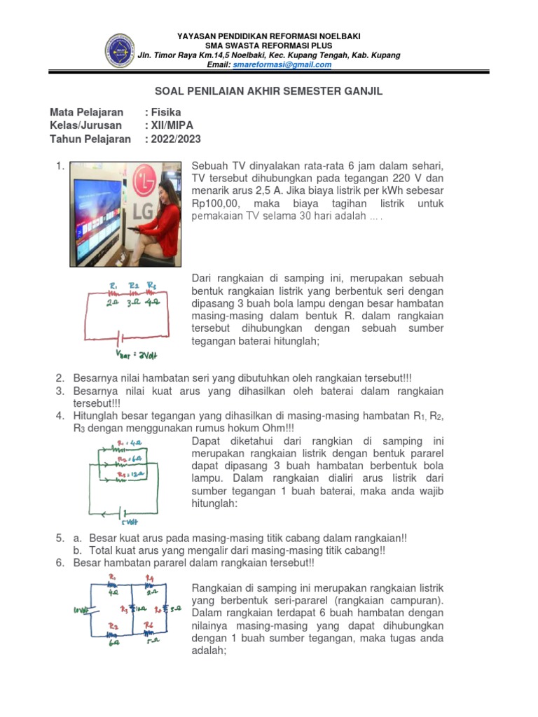 SOAL PTS FISIKA XII GANJIL-dikompresi | PDF