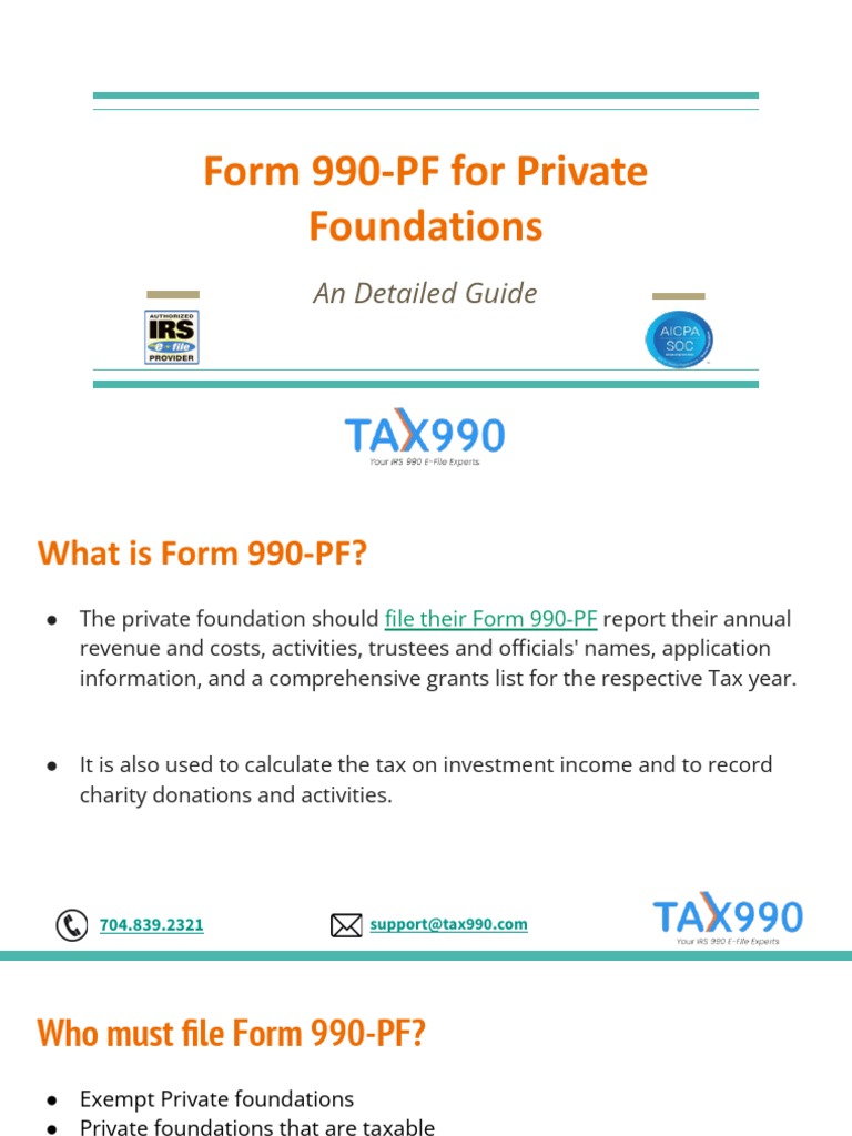 Form 990-PF For Private Foundations | PDF | Charitable Organization | Public Finance