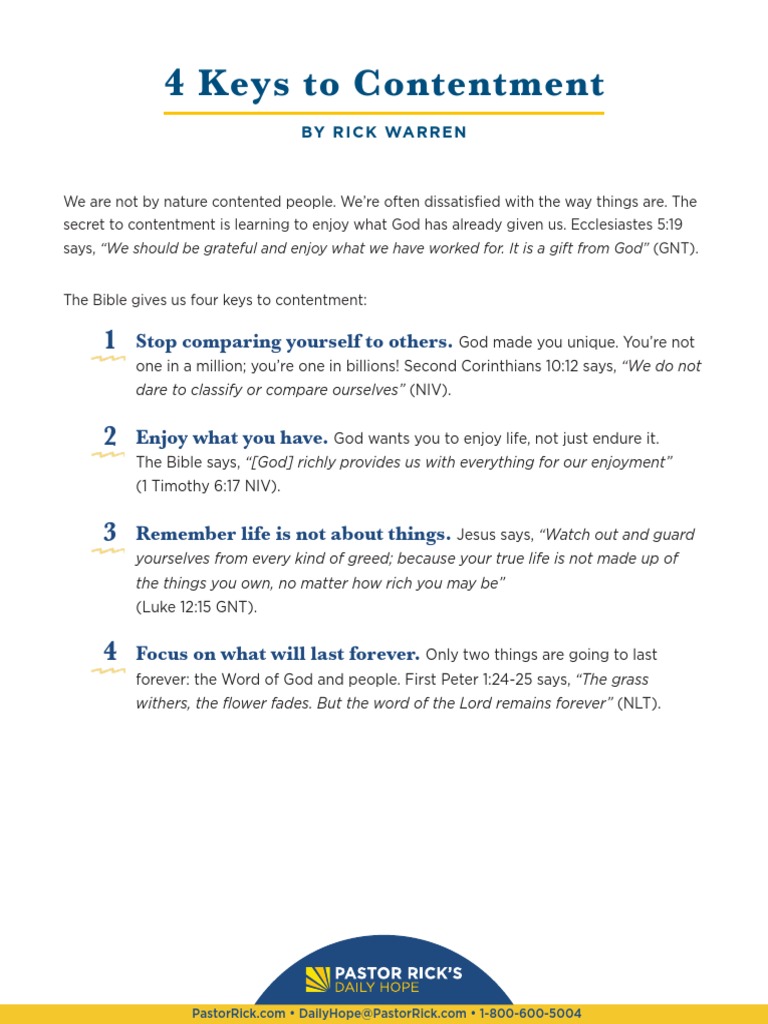 4 Keys To Contentment | PDF