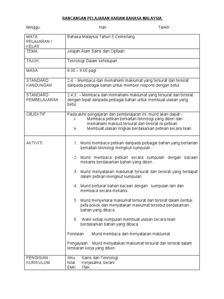 RPH BM THN 5 KSSR | PDF