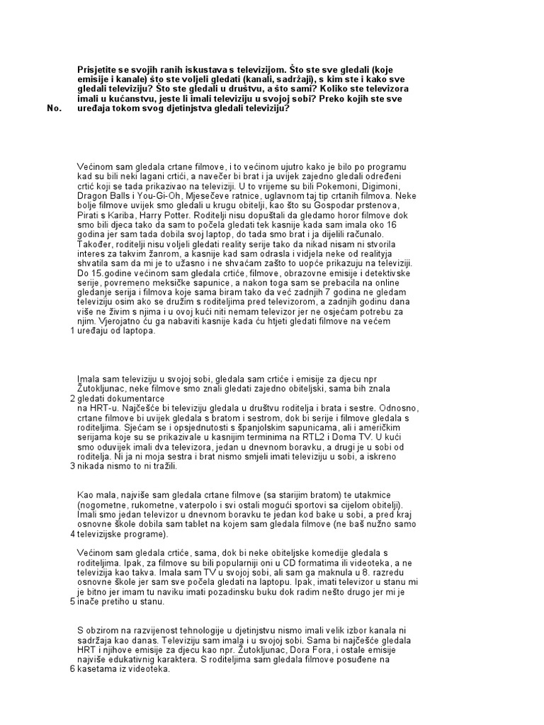 Televizija I Ja Odgovori Anonimno | PDF