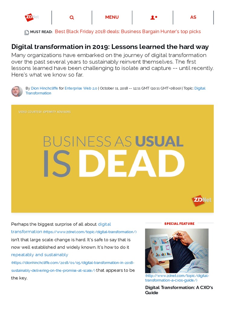 Digital Transformation in 2019 - Lessons Learned The Hard Way - ZDNet ...