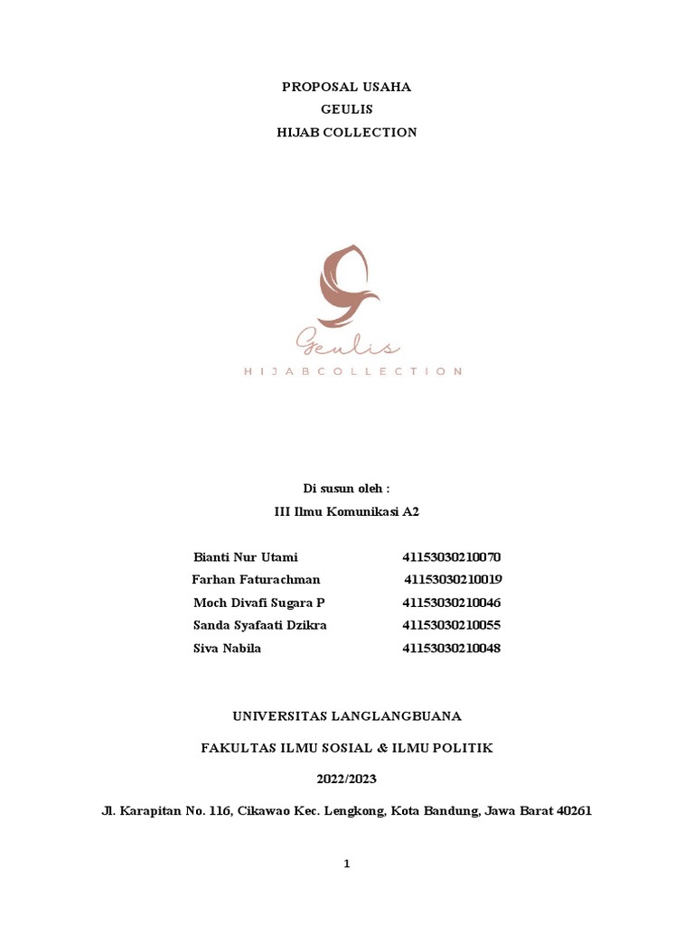 Proposal Usaha-Geulis Hijab Collection-III IKOM A2 | PDF